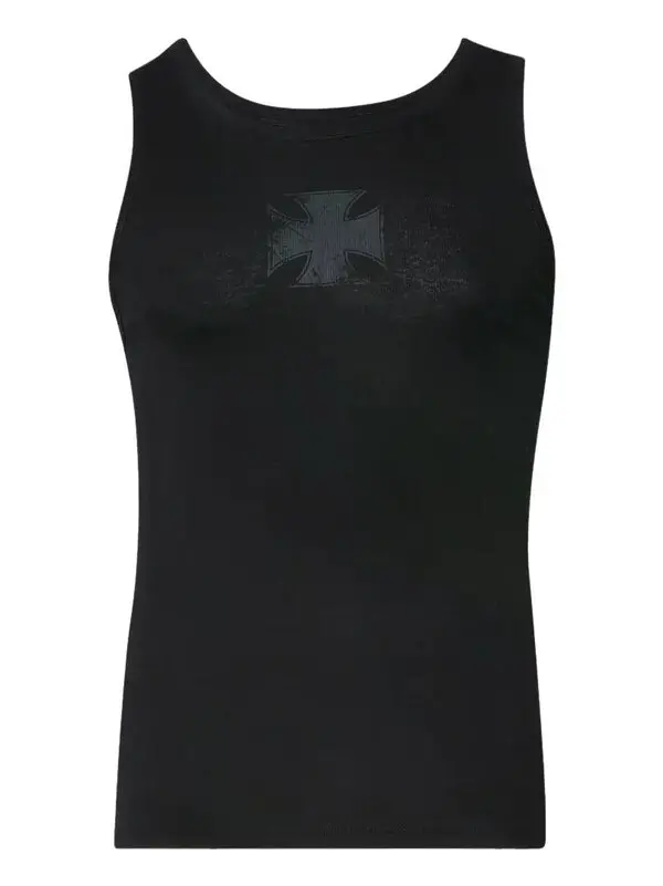 Vetements Biker Cross Print Tank Top - Black