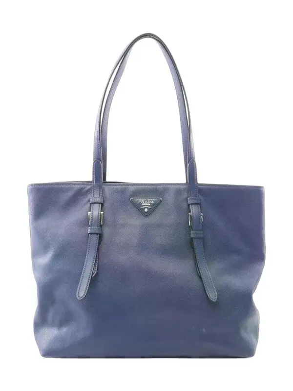 Prada Saffiano Leather Tote Bag - Blue