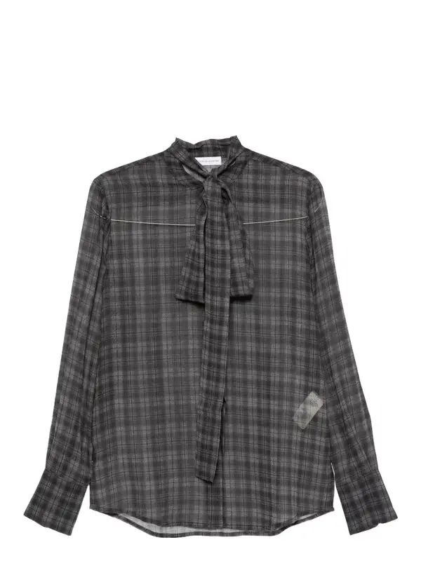 7 For All Mankind Pussy-bow Check Shirt - Grey