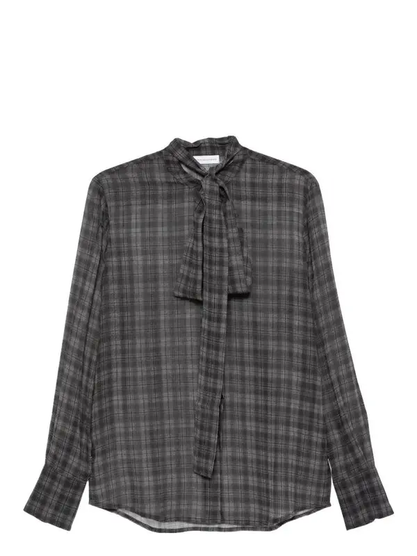 7 For All Mankind Pussy-bow Check Shirt - Grey