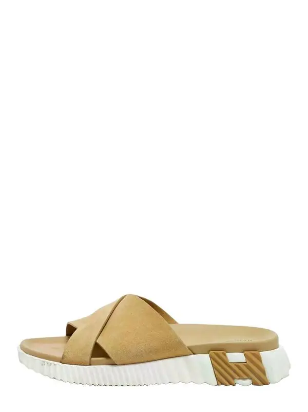 Hermès Suede Crossover Strap Sandals - Neutrals