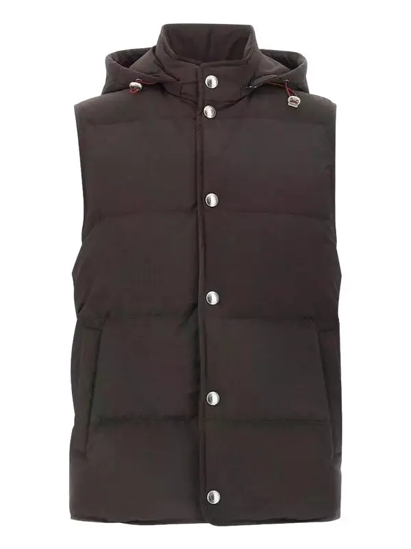 Eleventy Hooded Padded Gilet - Brown