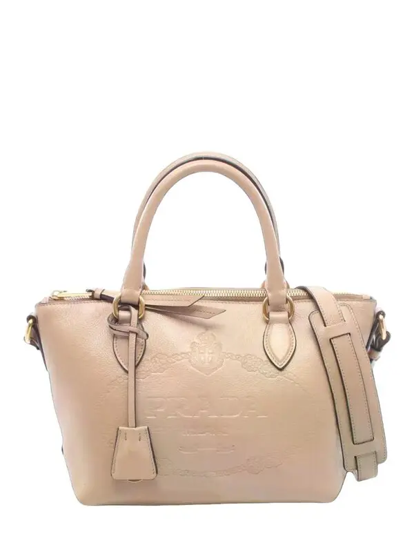 Prada Glacé Leather 2-way Tote Bag - Neutrals