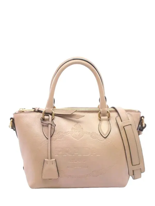 Prada Glacé Leather 2-way Tote Bag - Neutrals