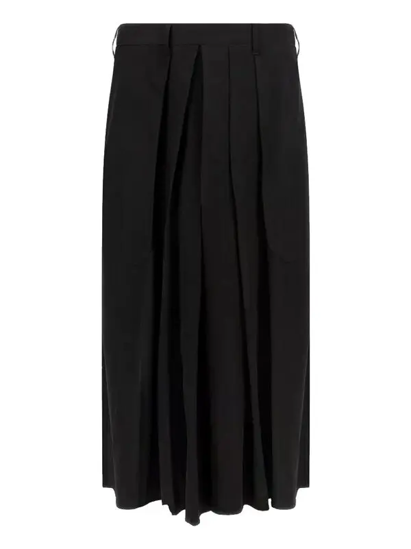 Yohji Yamamoto Hakama Pleated Wool Trousers - Black