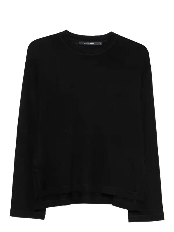 Sofie D'hoore Long Sleeve Knit With Contrast Stitching - Black