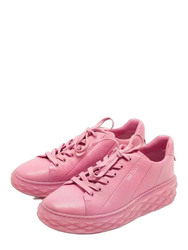 JIMMY CHOO Diamond Pattern Rubber Sole Lace Up Sneakers - Pink