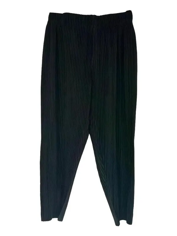 Issey Miyake Homme Plissé Pleated Tapered Trousers - Black
