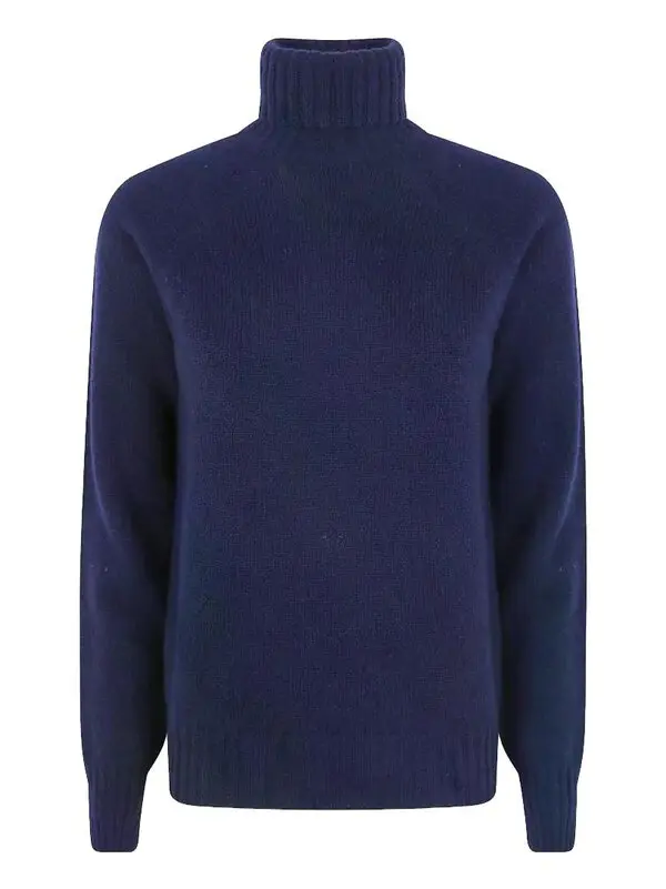 DRUMOHR Wool Roll Neck Raglan Sleeve Sweater - Blue