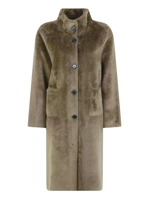 BETTA CORRADI Faux-fur Single-breasted Coat - Green
