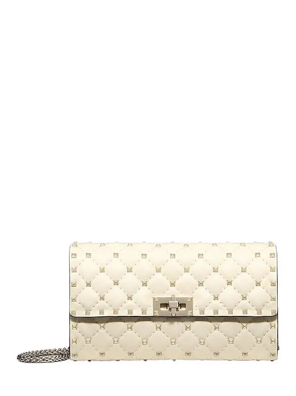 Valentino Garavani Rockstud Spike Embellished Leather Shoulder Bag - Light Ivory