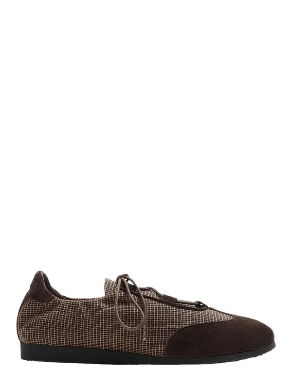 NAGUISA Raluca Tartan & Suede Lace-up Sneakers - Brown