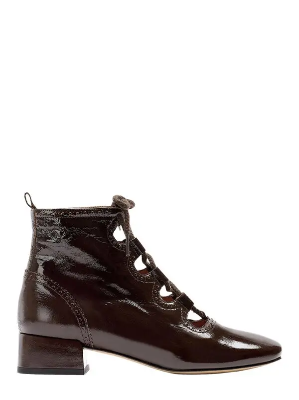NAGUISA Elur Chocolate Gloss Ankle Boots - Brown