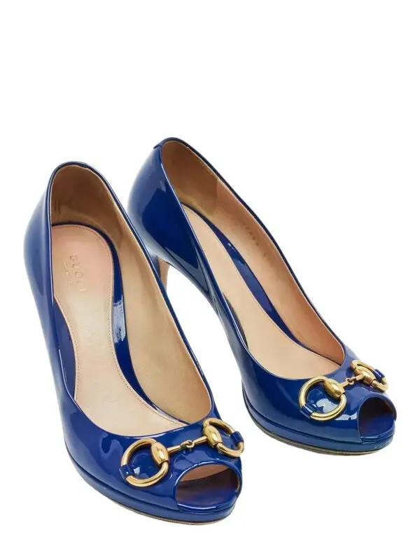 Gucci Horsebit Peep-toe Pumps - Blue