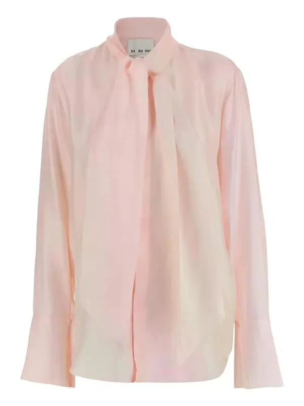 SA SU PHI Silk Pussy-bow Shirt - Pink