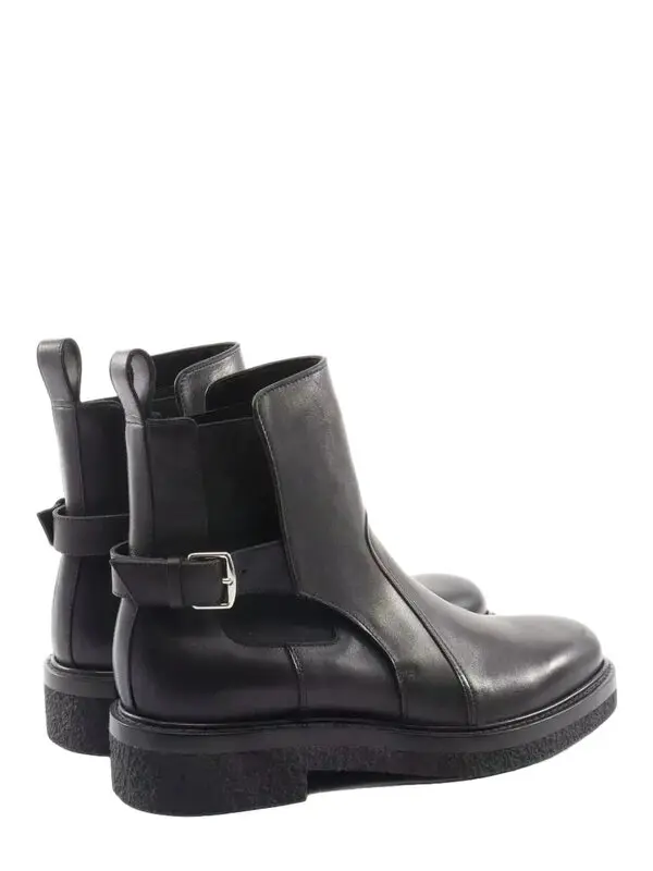 Hermès Leather Buckled Ankle Boots - Black