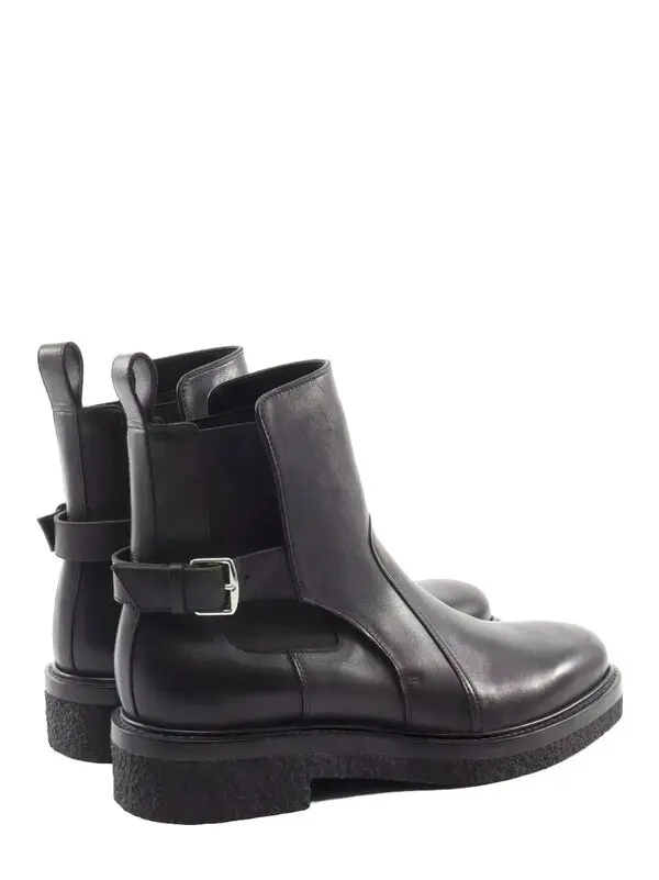 Hermès Leather Buckled Ankle Boots - Black