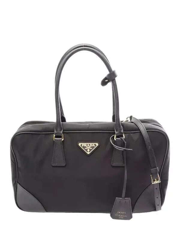 Prada 1978 Saffiano Leather Trim Handbag - Black