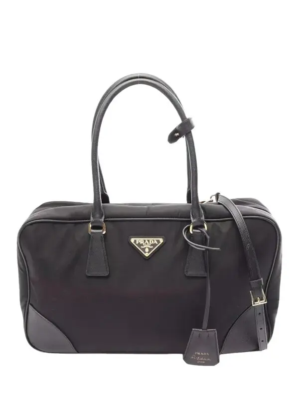 Prada 1978 Saffiano Leather Trim Handbag - Black