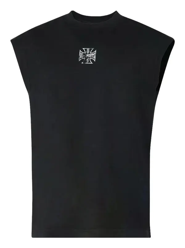 Vetements Cross-print Sleeveless T-shirt - Black