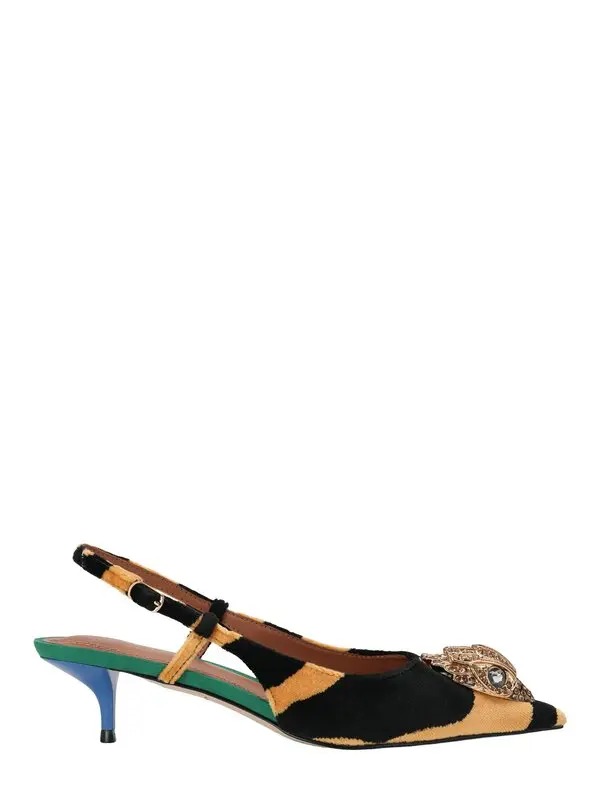 Kurt Geiger Velvet Slingbacks With Gemstone Embellishment - Orange