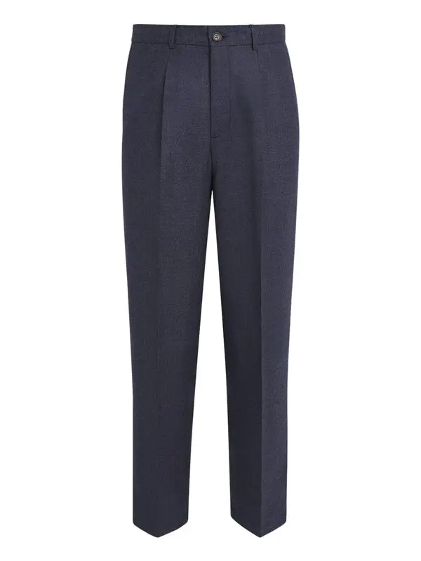 Pal Zileri Virgin Wool Pleated Trousers - Navy