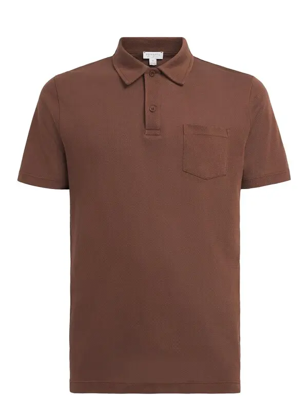 Sunspel Supima Cotton Riviera Polo Shirt - Brown