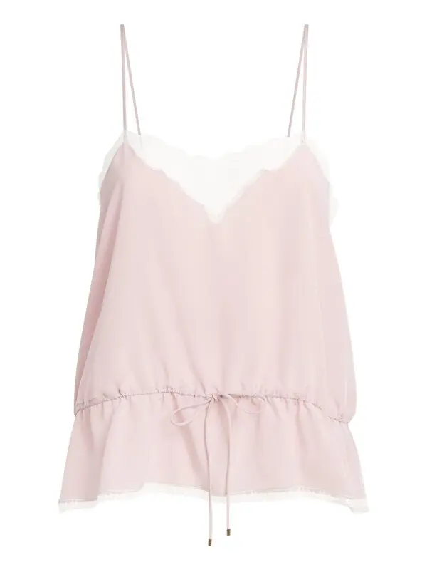 Chloé Silk Lace Trimmed Drawstring Cami - Purple