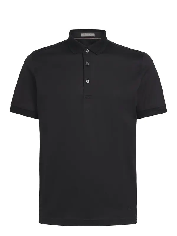 Corneliani Cotton Jersey Polo Shirt - Black