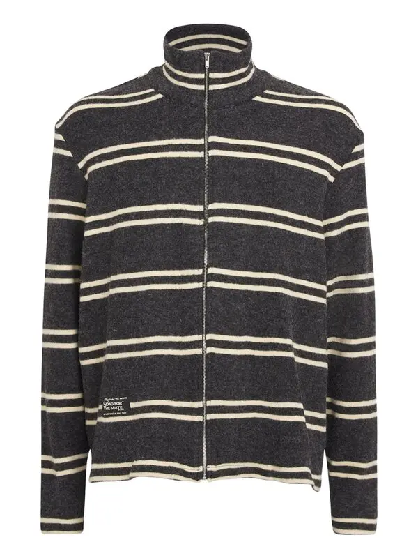 SONG FOR THE MUTE Zip-up Striped Cardigan - Grey