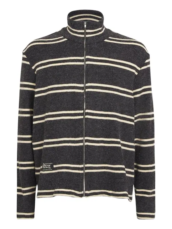 SONG FOR THE MUTE Zip-up Striped Cardigan - Grey
