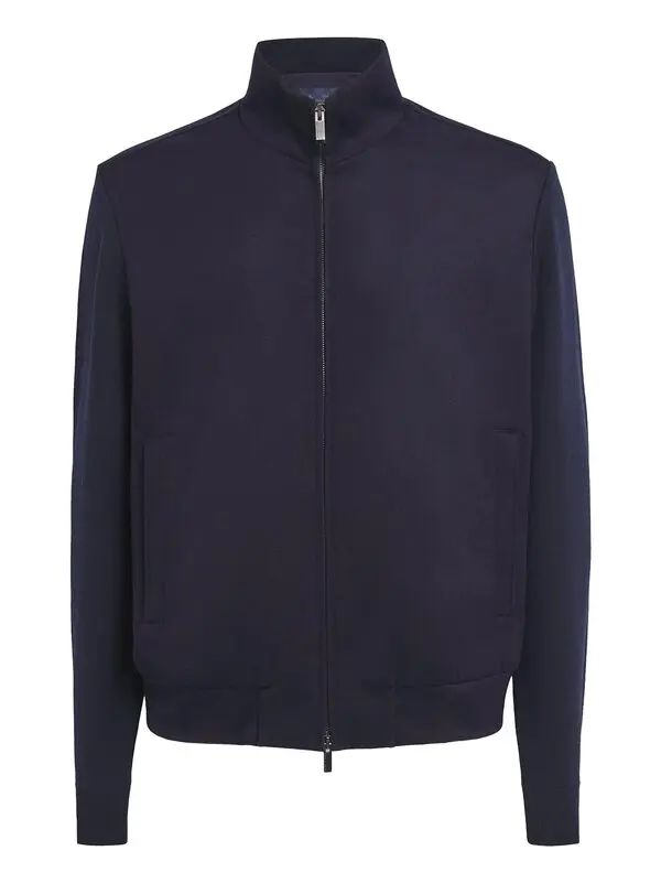 Paul & Shark Virgin Wool-cashmere Hybrid Zip-up Jacket - Blue