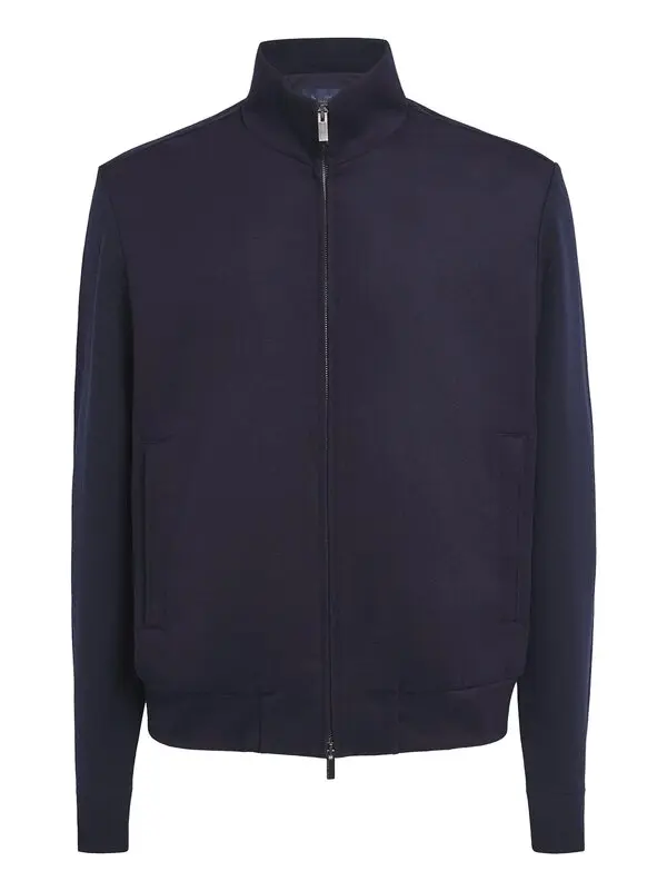 Paul & Shark Virgin Wool-cashmere Hybrid Zip-up Jacket - Blue