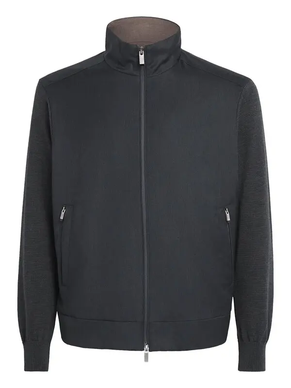 Paul & Shark Virgin Wool Hybrid Zip-up Jacket - Brown