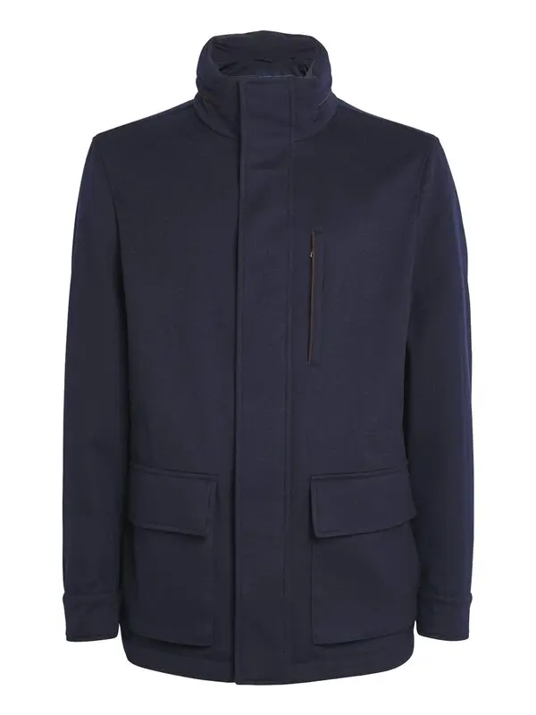 Paul & Shark Cashmere Hybrid Coat - Navy