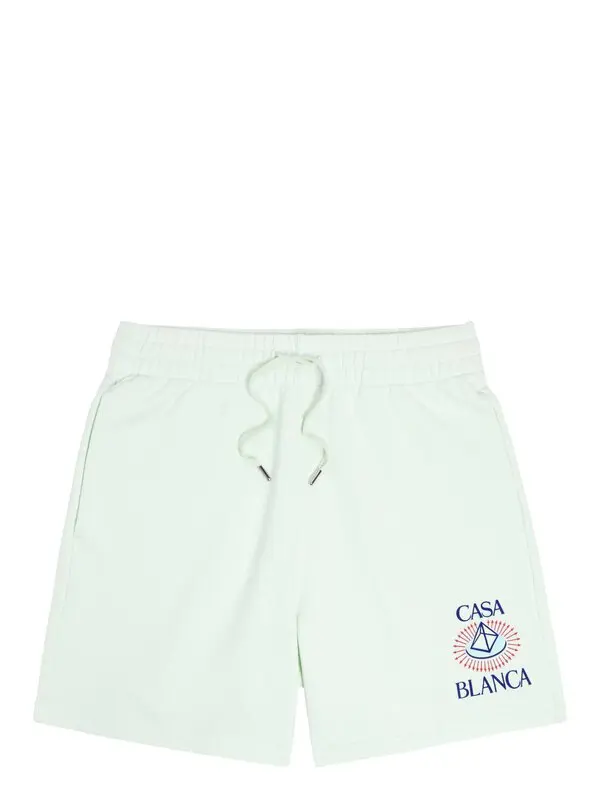 Casablanca Celestial Pyramid Flock Printed Cotton Shorts - Blue Light
