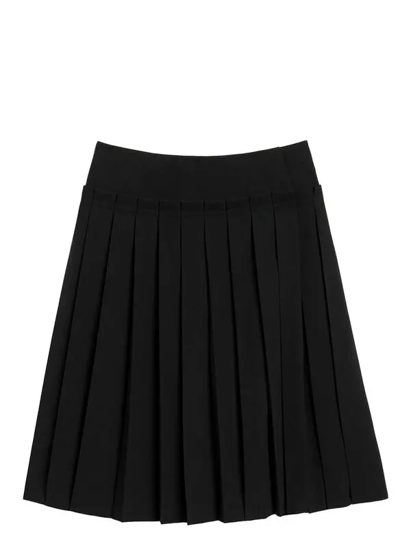 AMI Paris Midi Pleated Wool Skirt - Black