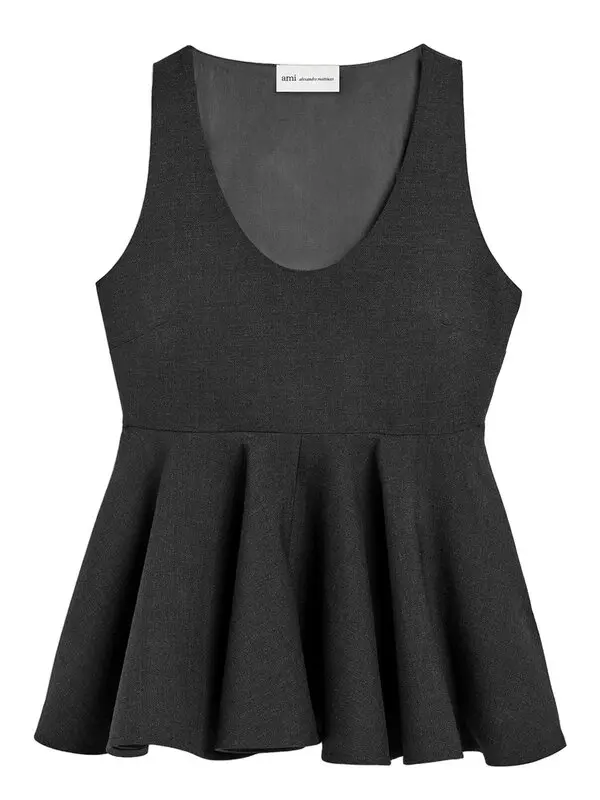 AMI Paris Sleeveless Wool Top - Carbon Grey