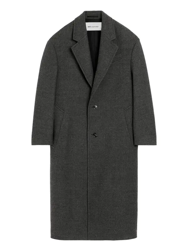 AMI Paris Long Wool Coat - Carbon Grey