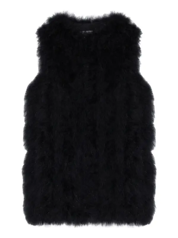 YVES SALOMON Long Feather Gilet - Black