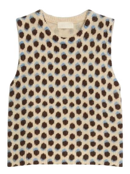 IBLUES Sleeveless V-neck Vest With All-over Print - Cream