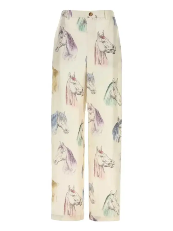 Moschino Straight-leg Trousers With Horse Head Print - Multi-color