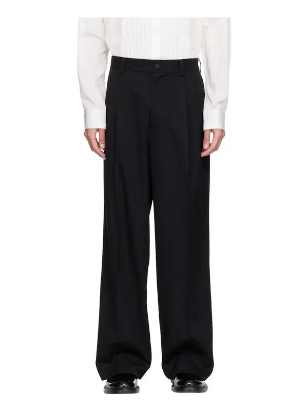SSSTEIN Pleated Wide Leg Trousers - Black