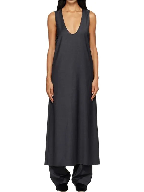 SSSTEIN Sleeveless Maxi Dress With V-neck - Charcoal-grey