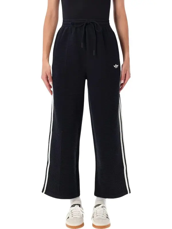 ADIDAS ORIGINALS Firebird Textured Cropped Wide-leg Track Pants - Nero