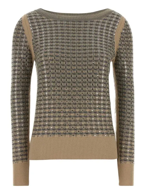 Ermanno Scervino Wool-cashmere Sweater With Metallic Fibers - Checked