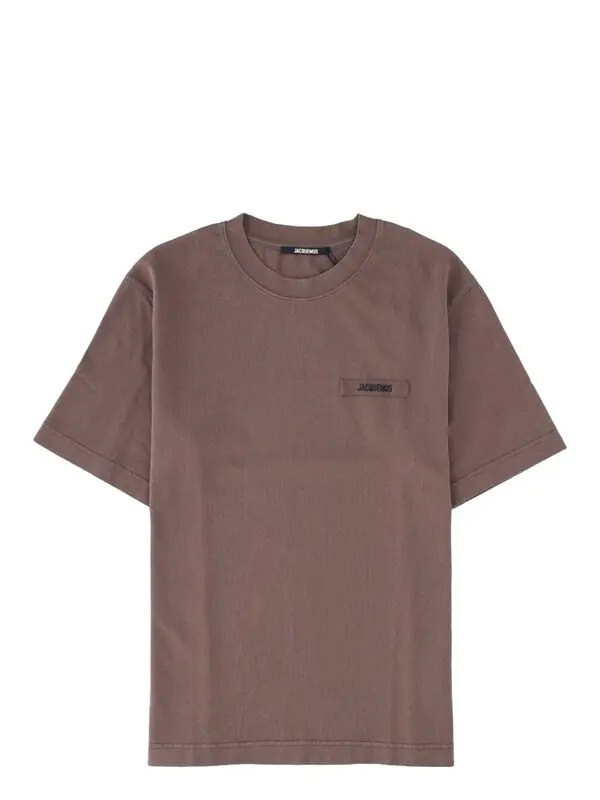 Jacquemus Cotton T-shirt With Chest Logo Patch - Brown