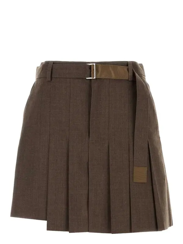 Sacai Sculpted Wool-cupro Suiting Shorts - Brown