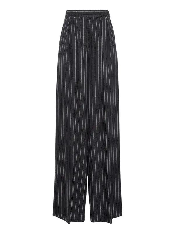 Max Mara Wide-leg Pinstripe Trousers - Navy