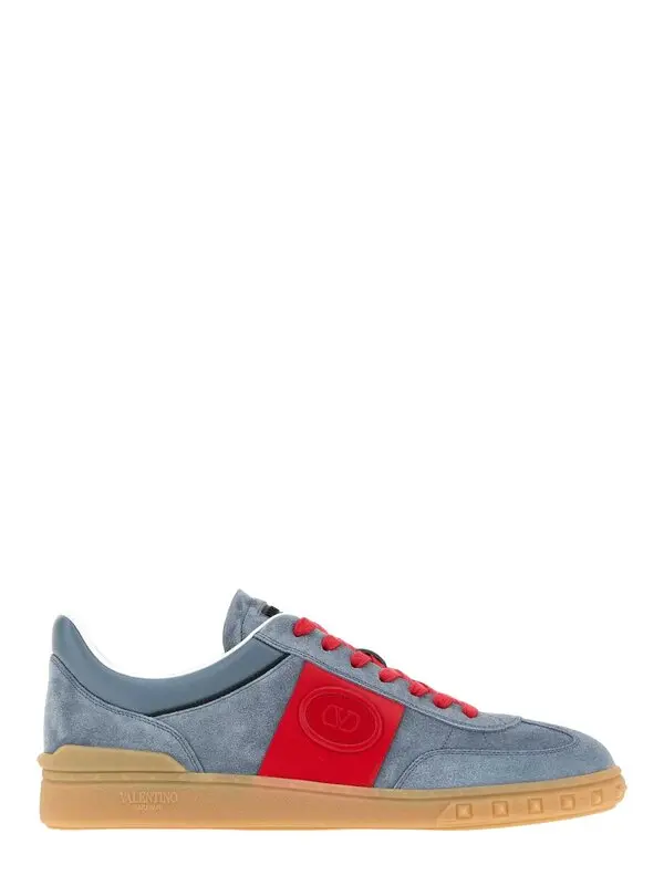 Valentino Garavani Suede Low-top Sneakers With Leather Lining - Light Blue